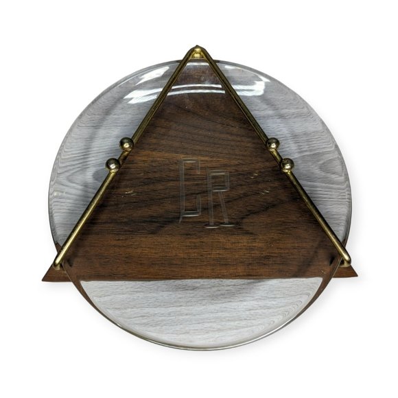 Vintage | Accents | Vintage Mcm Glass Wood Metal Ash Tray | Poshmark